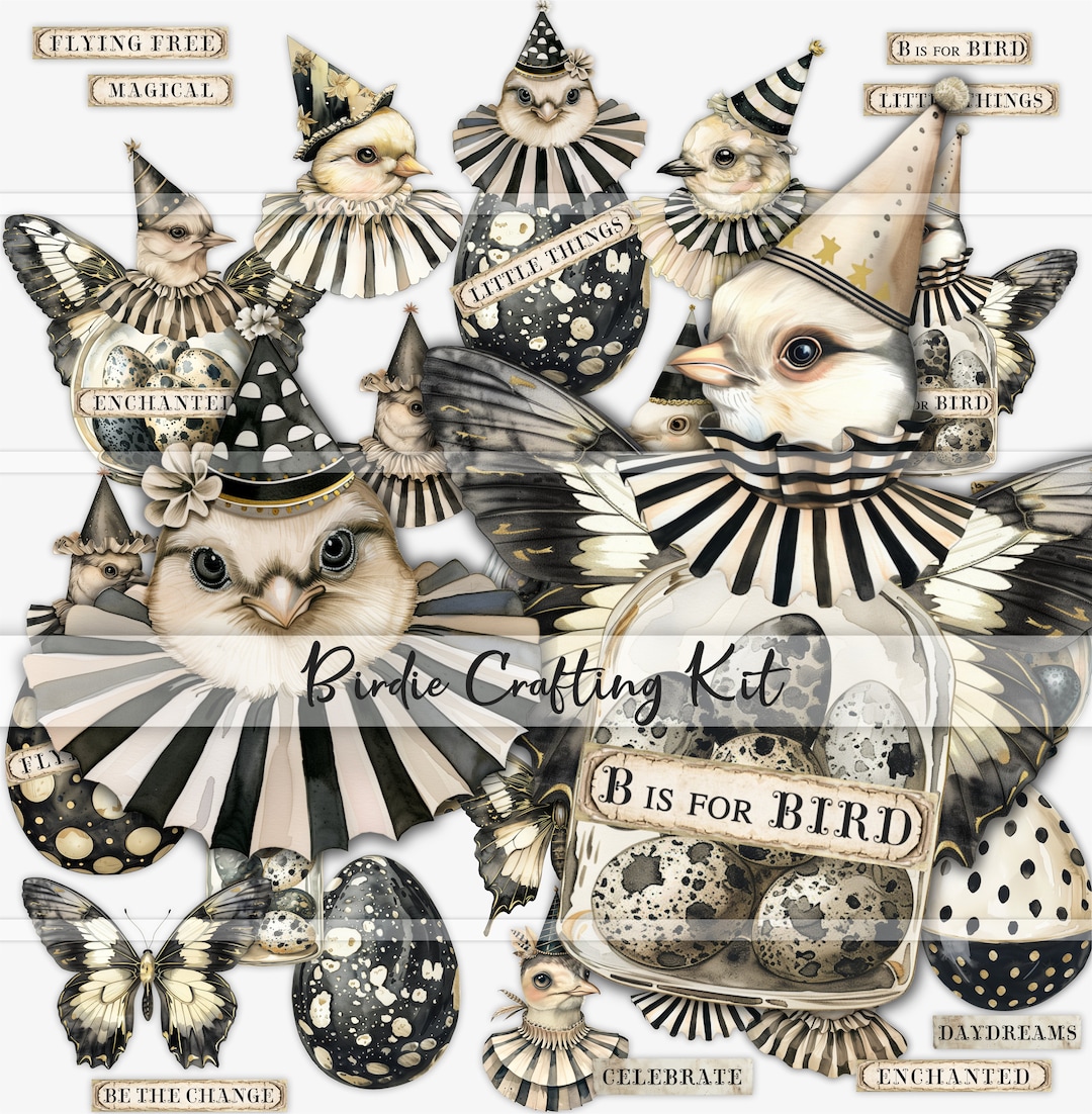 Bird Crafting Kit, Junk Journal Ephemera, Printable, Vintage Style Bird ...
