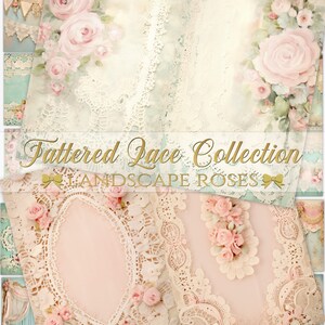 Roses Tattered Lace Printable Paper, Shabby Chic Junk Journal (digital ...