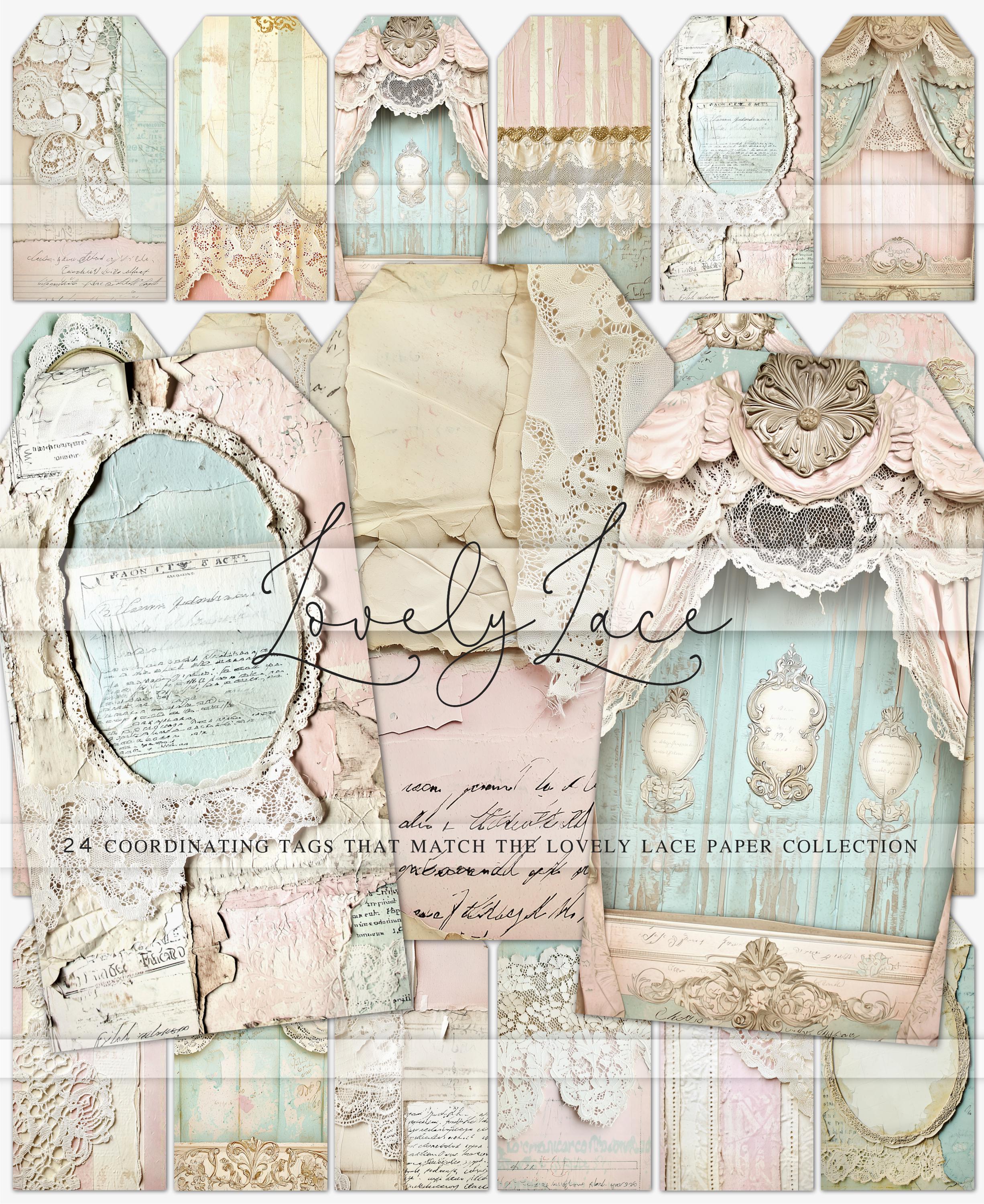 Lovely Lace, Printable Journaling Tags, Digital Junk Journal Kit ...