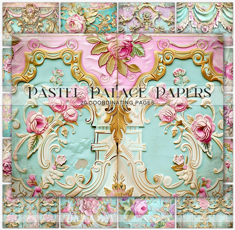 Pastel Palace Printable Paper, Junk Journal Pages, Digital Download ...
