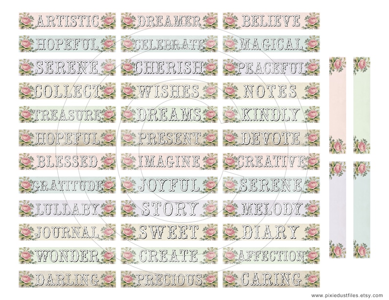 Printable Positive Quotes Words Vintage Shabby Chic Labels - Etsy
