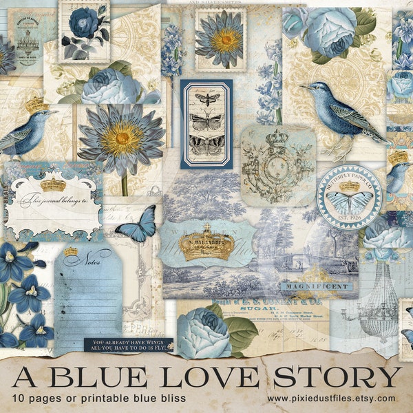 Blue Collage Kit - Etsy