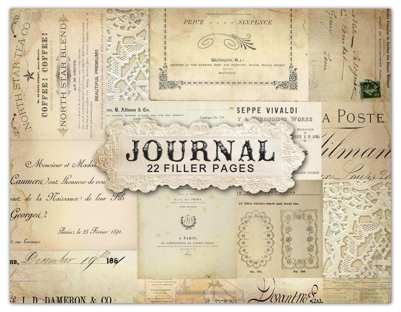 Junk Journal Filler Pages, Printable Coffee Dyed Vintage Grunge Papers ...