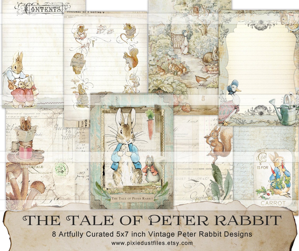 Peter Rabbit Junk Journal Kit Printable Pages Beatrix Potter - Etsy