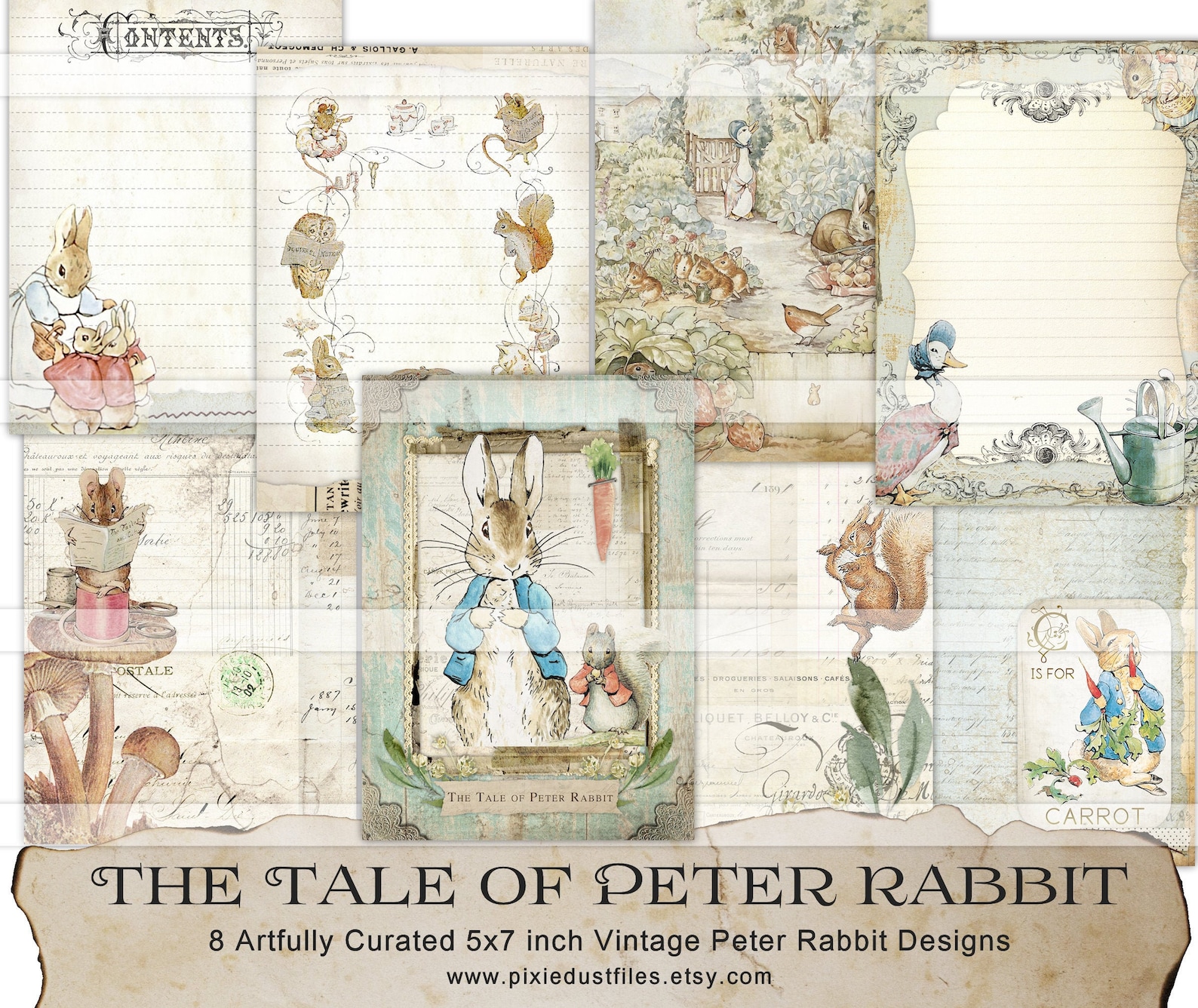 Peter Rabbit Junk Journal Kit Printable Pages Beatrix Potter | Etsy