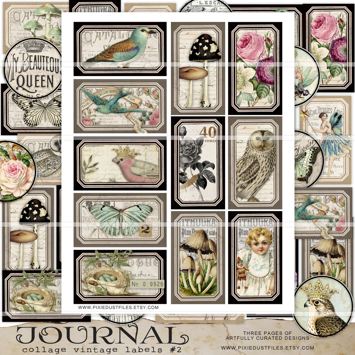 Printable Junk Journal Labels Vintage Ephemera Printable - Etsy