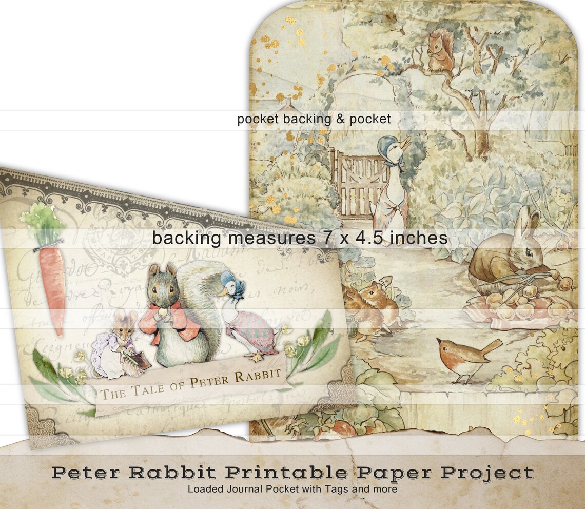 Printable Junk Journal Kit Peter Rabbit Themed Pocket and Tags Beatrix ...
