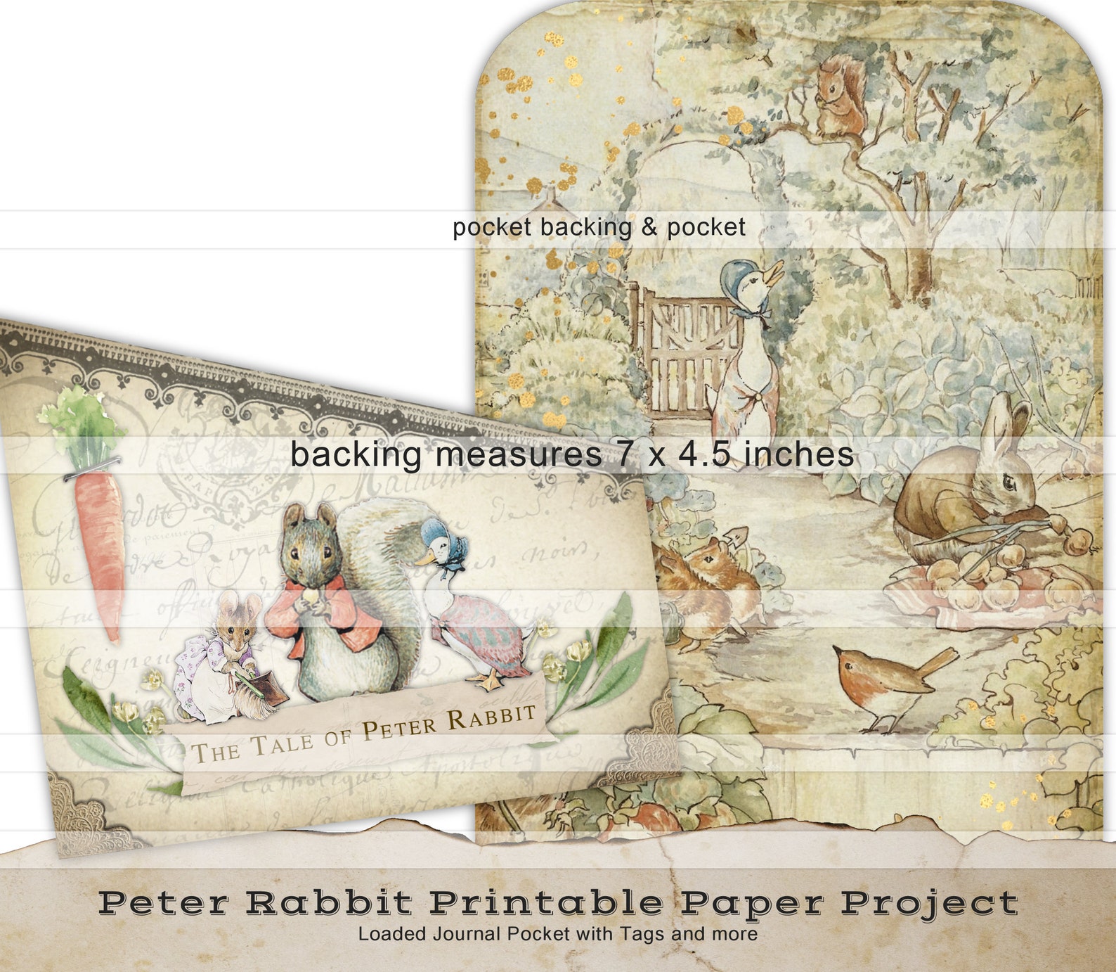 Printable Junk Journal Kit Peter Rabbit Themed Pocket and Tags Beatrix ...