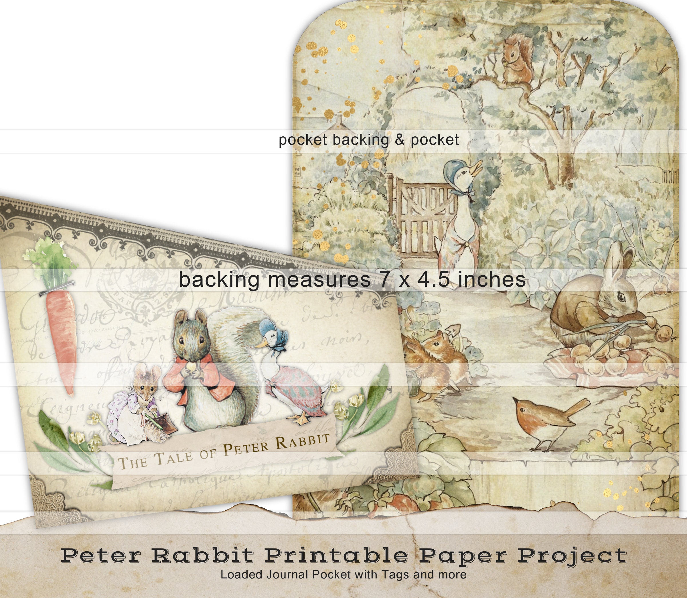 Printable Junk Journal Kit Peter Rabbit Themed Pocket and Tags Beatrix ...