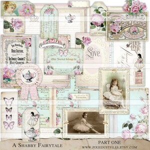 Shabby Junk Journal Kit Printable Pink Vintage Images Ephemera ...