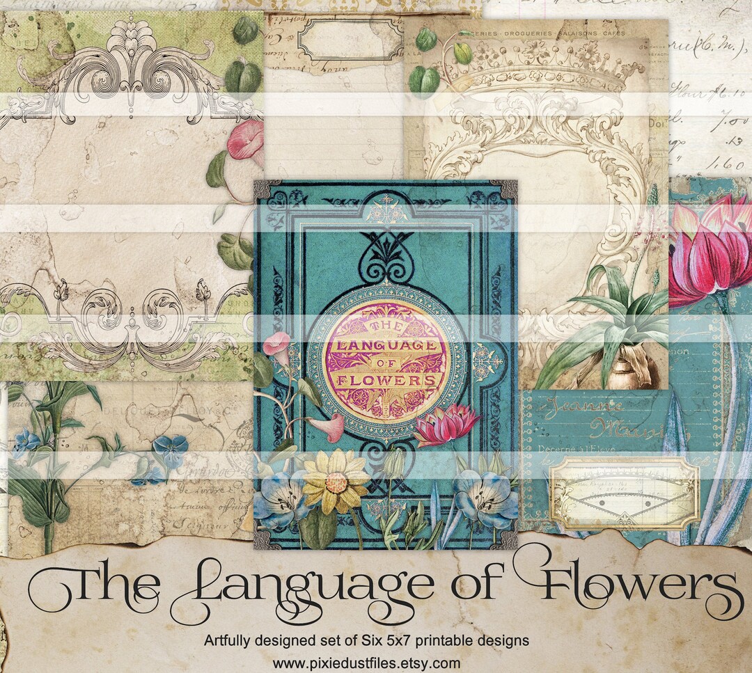 Floral Junk Journal Kit Vintage Botanical Images Digital Collage Sheet ...