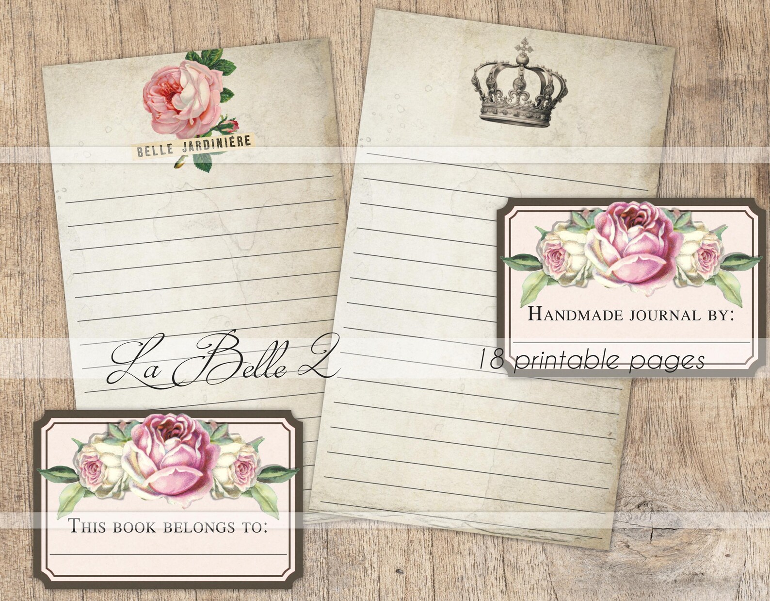 La Belle 2 Junk Journal Kit, Foldable Printable Pages, Vintage Invoices ...