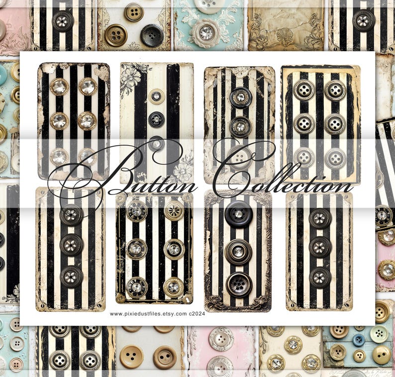 Printable Button Cards, Junk Journal Kit, Journaling Cards, Vintage ...