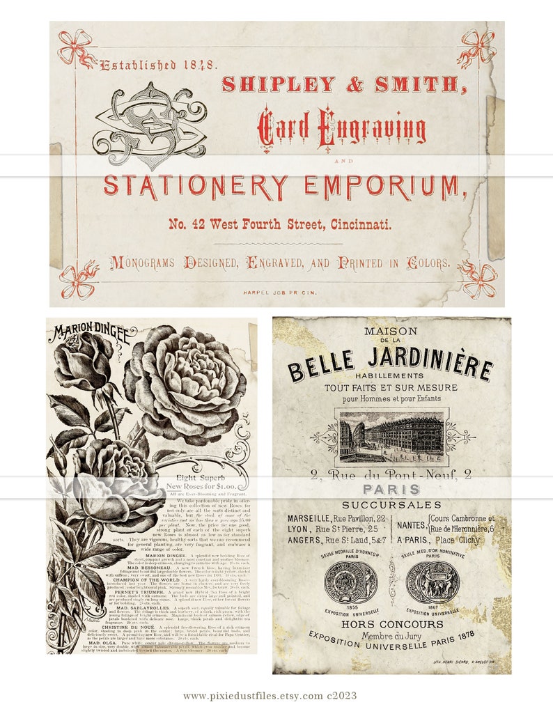 Vintage Ephemera Kit, Printable Junk Journal Embellishments (digital ...