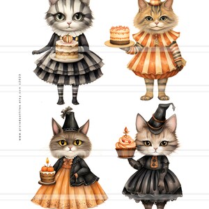 Halloween Cats and Cakes Printable Paper Dolls, Junk Journal Kit ...
