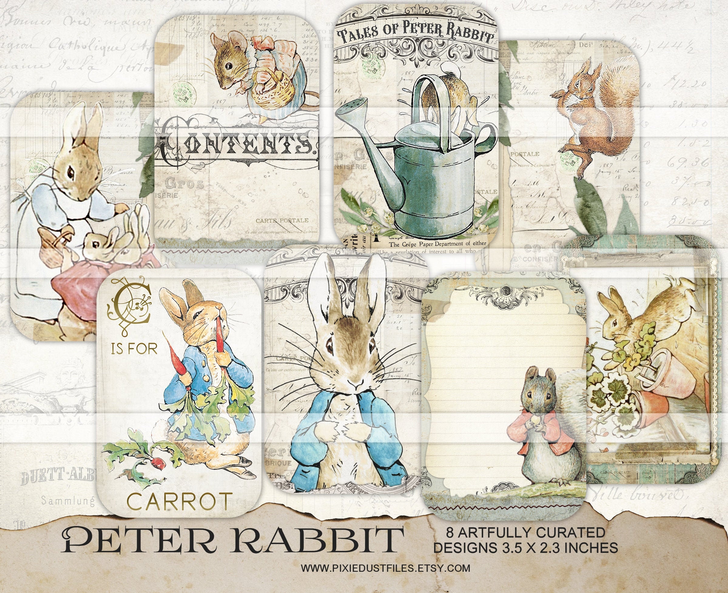 Peter Rabbit Printable Collage Sheet Junk Journal Digital Kit Beatrix ...
