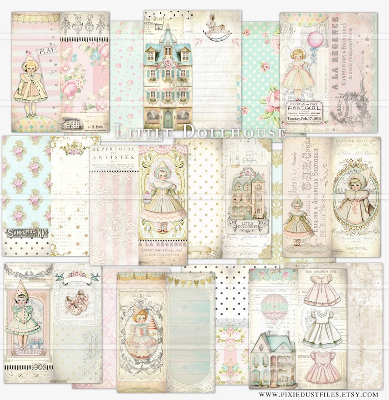 Paper Doll Junk Journal Kit, Tall and Slim Journal, Printable Kit ...