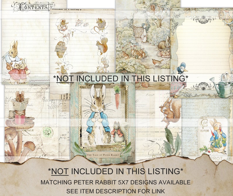 Peter Rabbit Printable Pocket With Tags Vintage Images Junk - Etsy