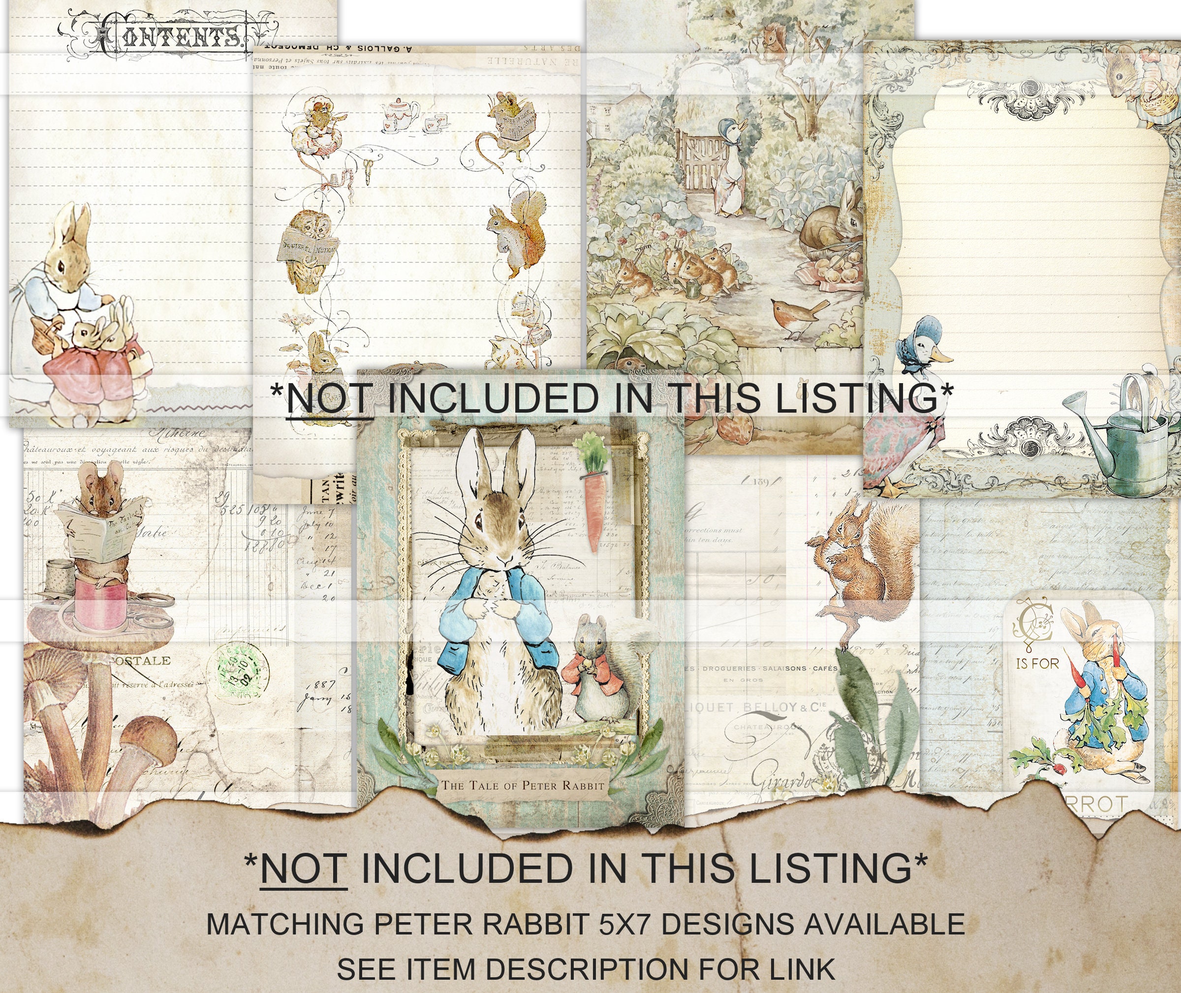Peter Rabbit Printable Pocket With Tags Vintage Images Junk - Etsy