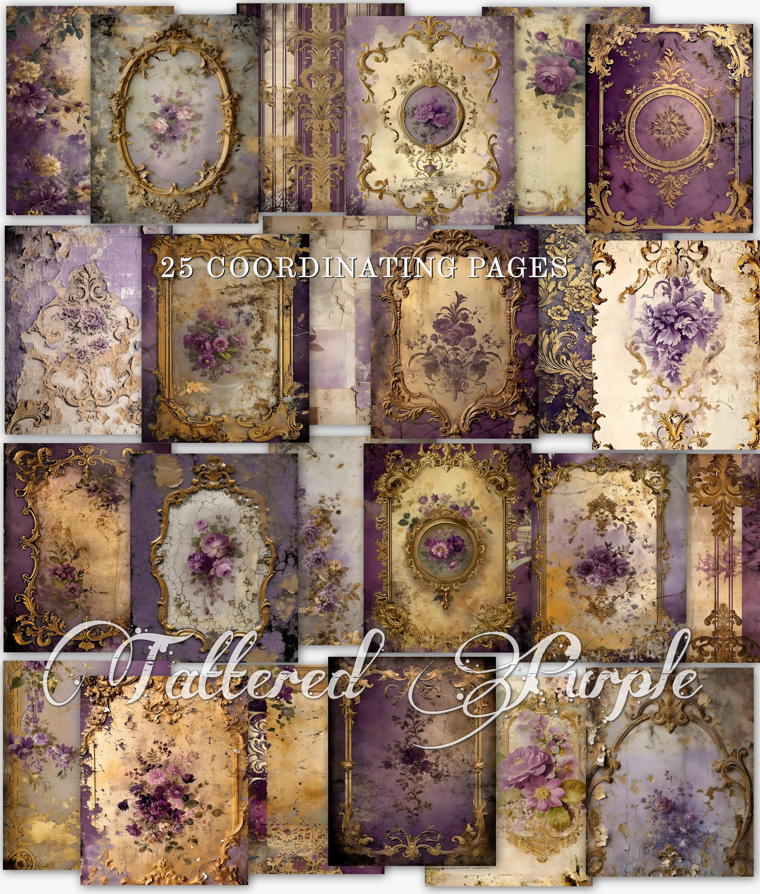 Tattered Purple Junk Journal Kit, Printable Ephemera (digital Download ...