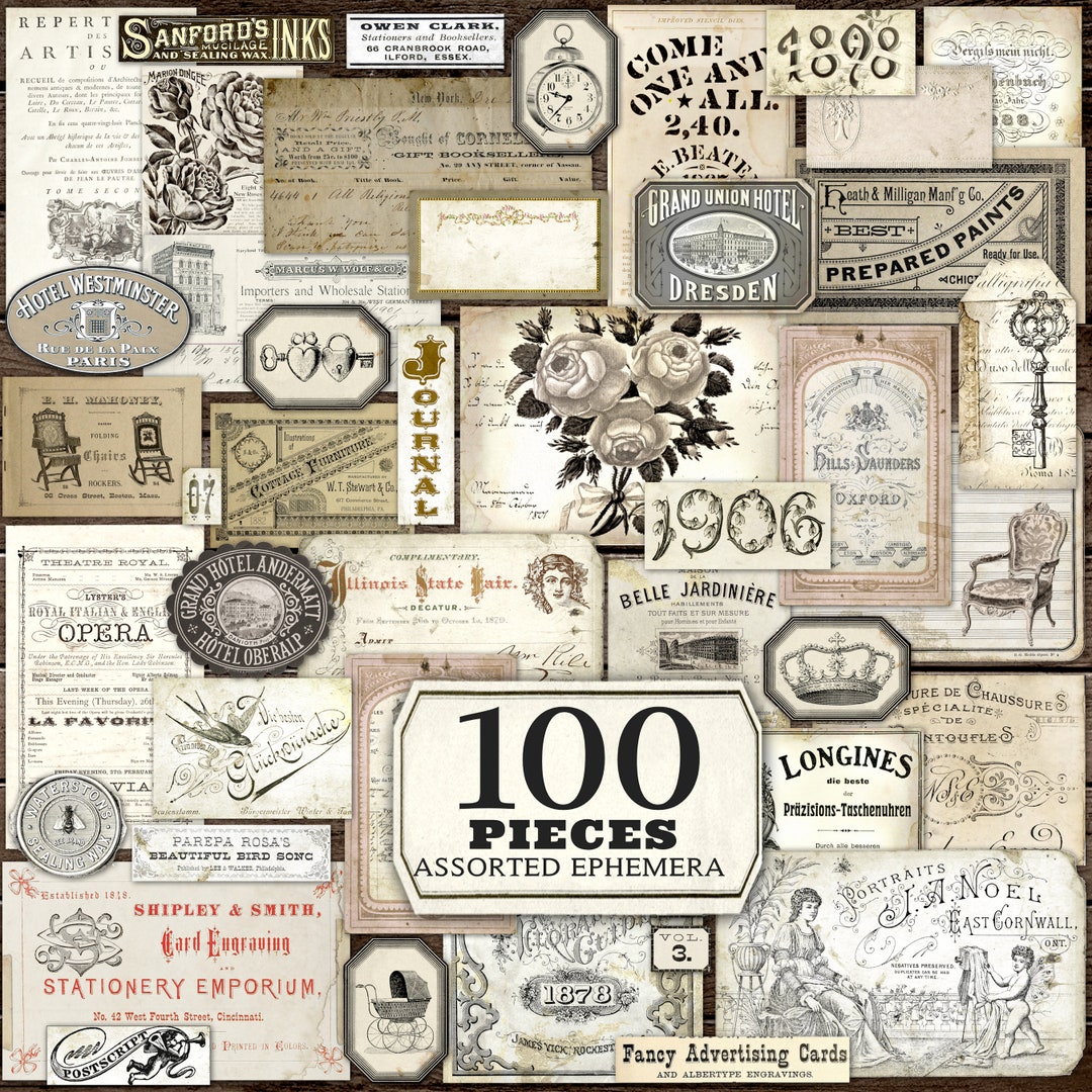 Printable Vintage Ephemera, Junk Journal Digi Kit, Digital Junk Journal ...