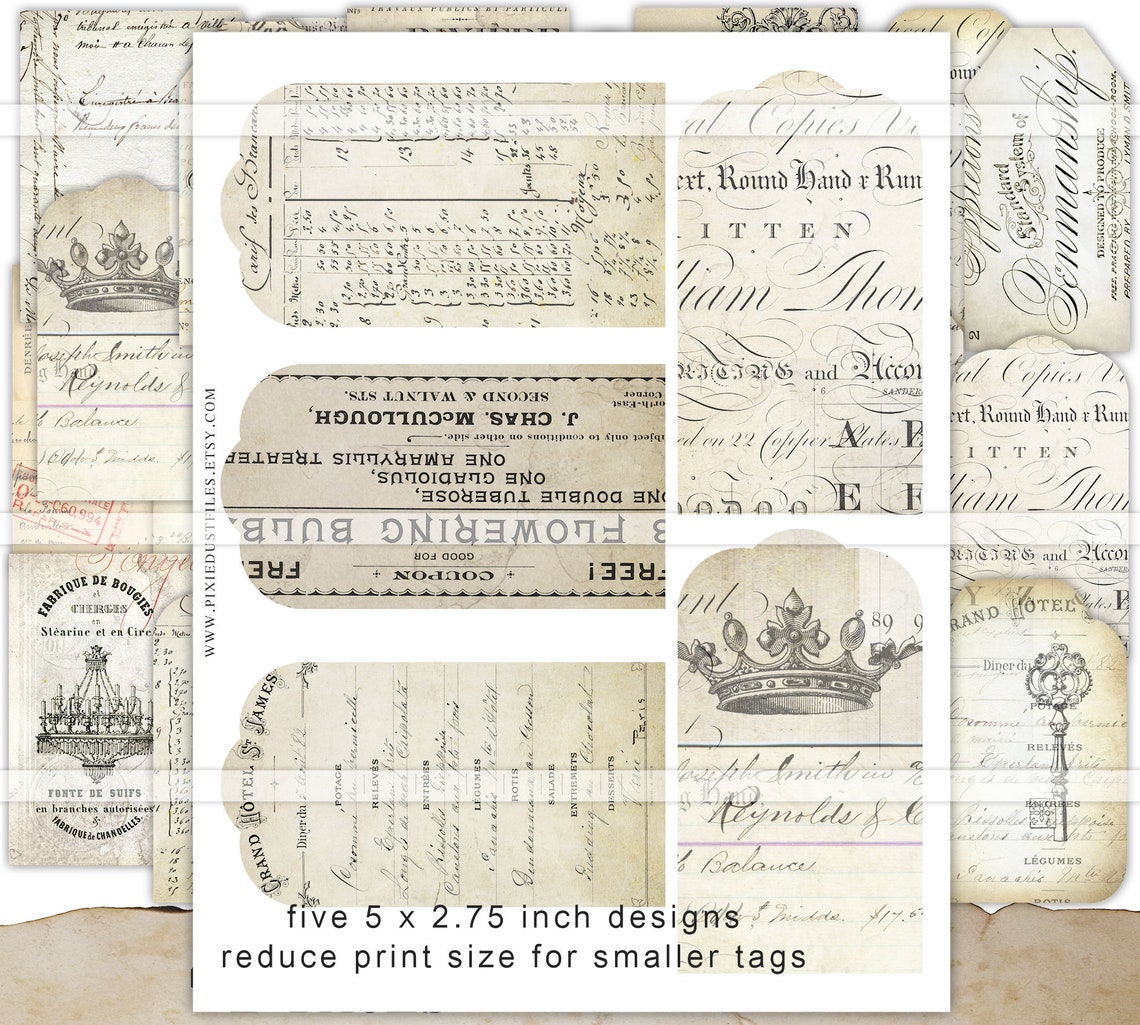 Printable Vintage Tags Vintage Ephemera Receipts Invoices | Etsy