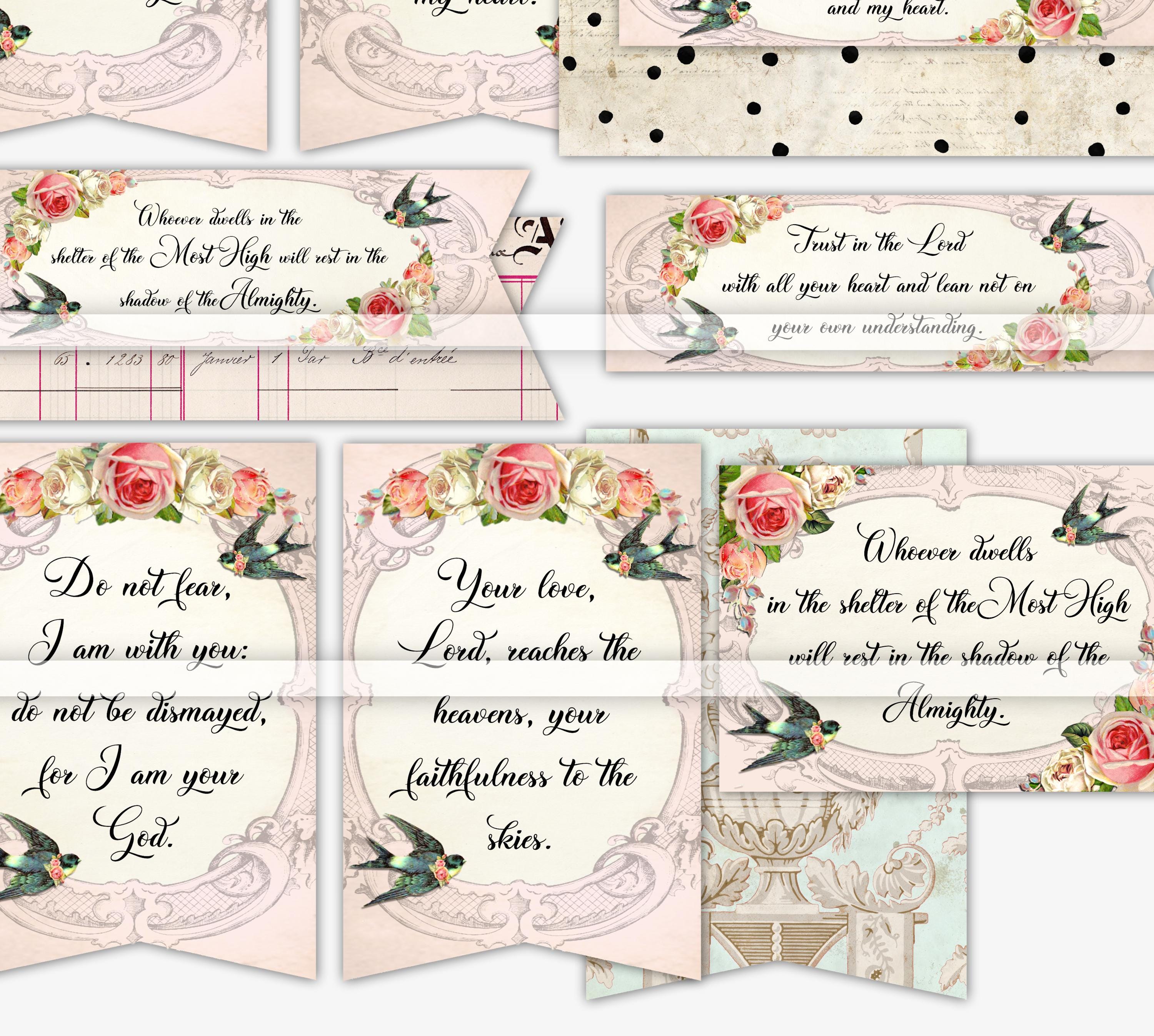 Printable Bible Versus - Faithful Flags Journaling Cards - Christian ...