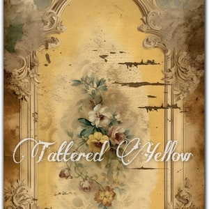 Tattered Yellow Junk Journal Kit, Digital Papers, Green Printable ...