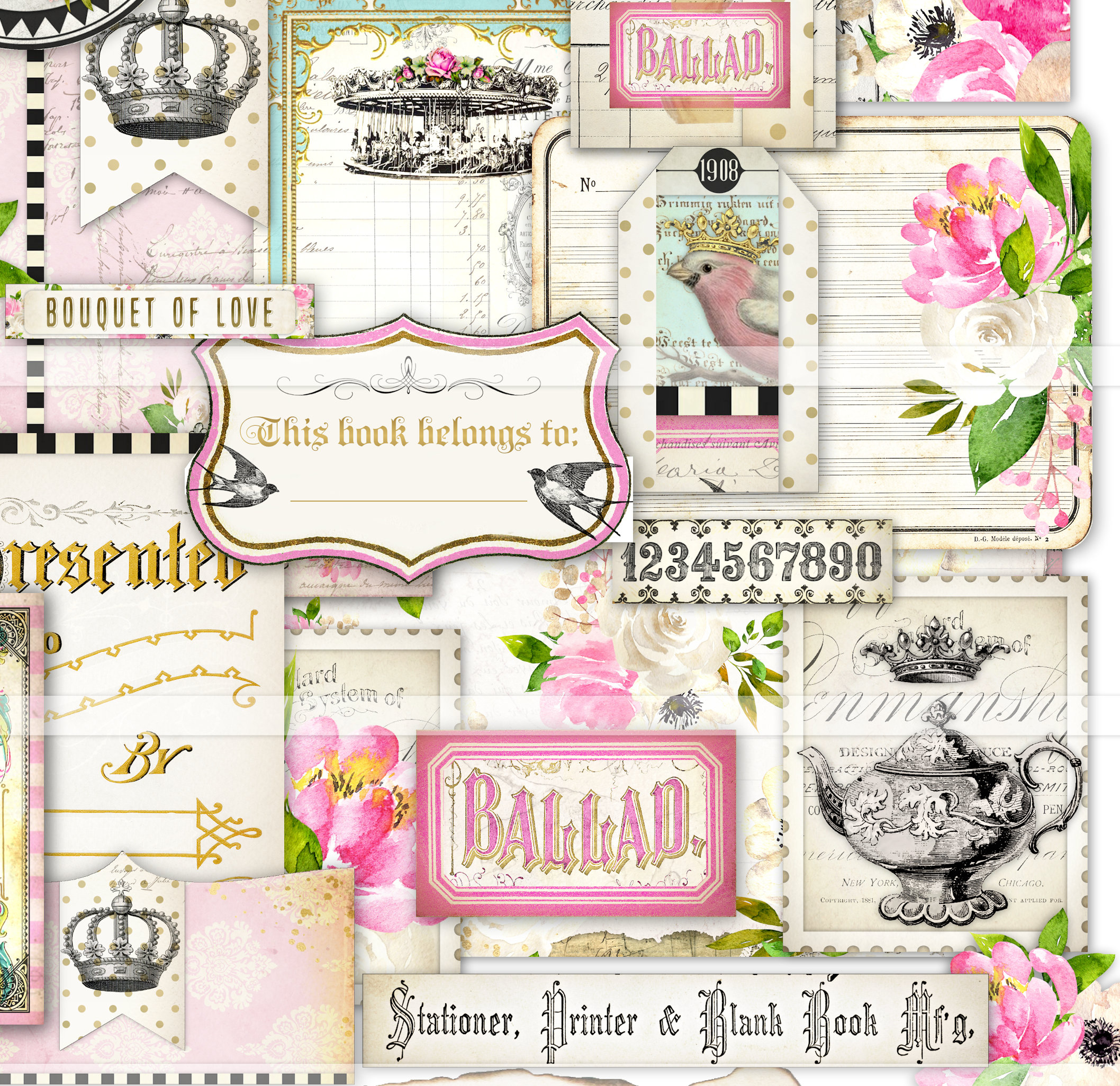 Printable Junk Journal Ephemera Kit Spring Flowers Shabby - Etsy