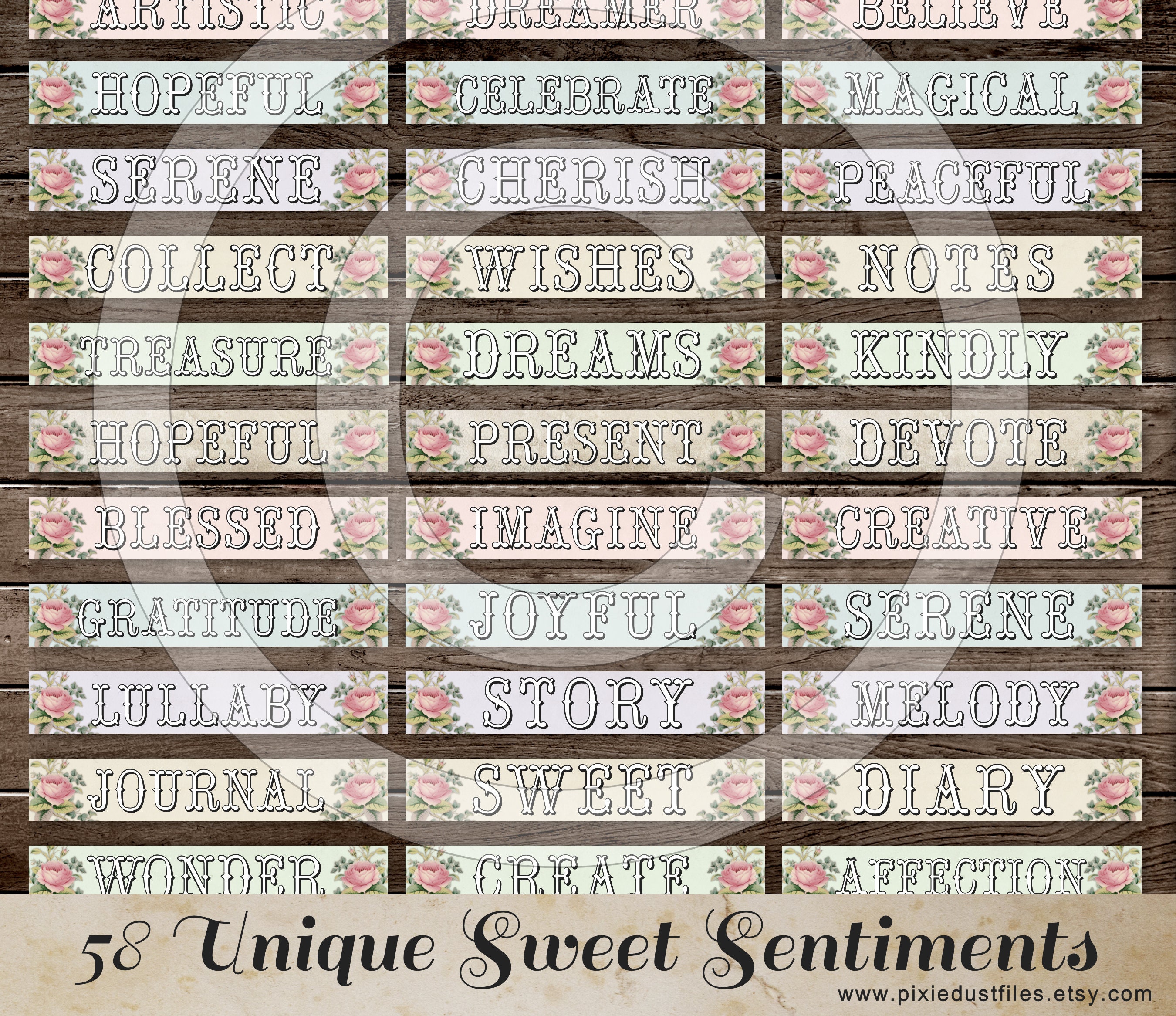 Printable Positive Quotes Words Vintage Shabby Chic Labels - Etsy