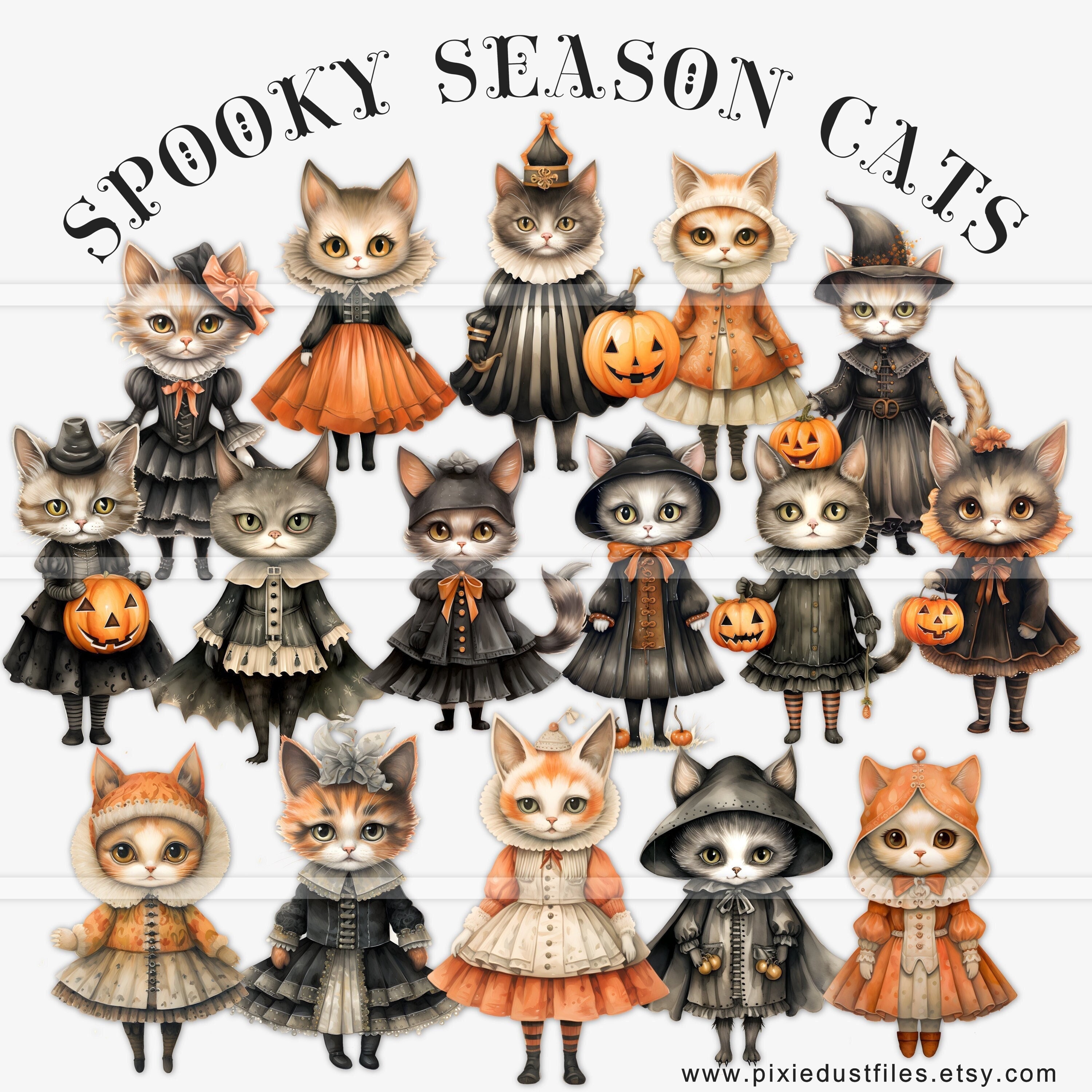Halloween Printable Kitty Cat Paper Dolls, Junk Journal, Fussy Cut ...