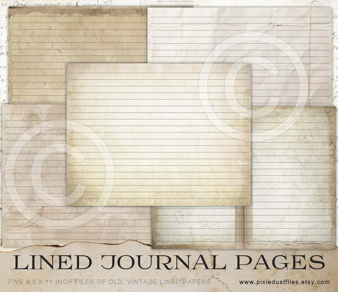 Printable Lined Journal Paper Pages Coffee Dyed Tea Stained - Etsy