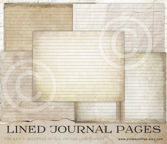 Printable Lined Journal Paper Pages Coffee Dyed Tea Stained - Etsy