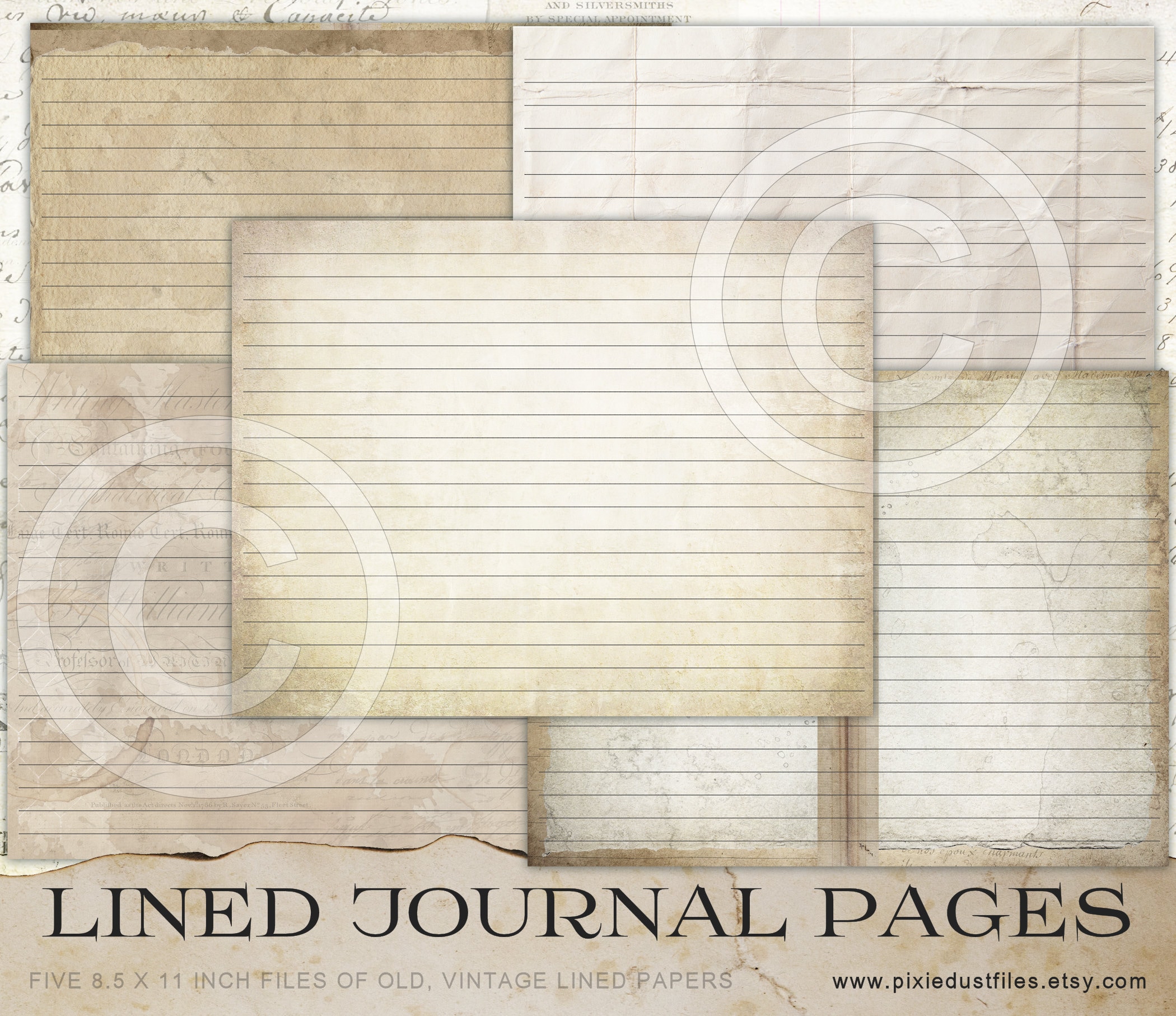 Printable Lined Journal Paper Pages Coffee Dyed Tea Stained - Etsy