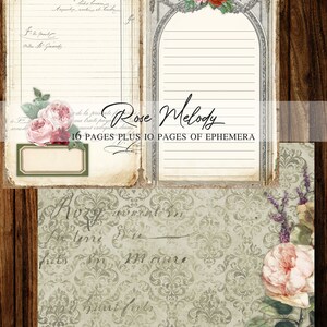 Rose Melody Junk Journal Printable, Vintage Botanical, Garden Roses ...