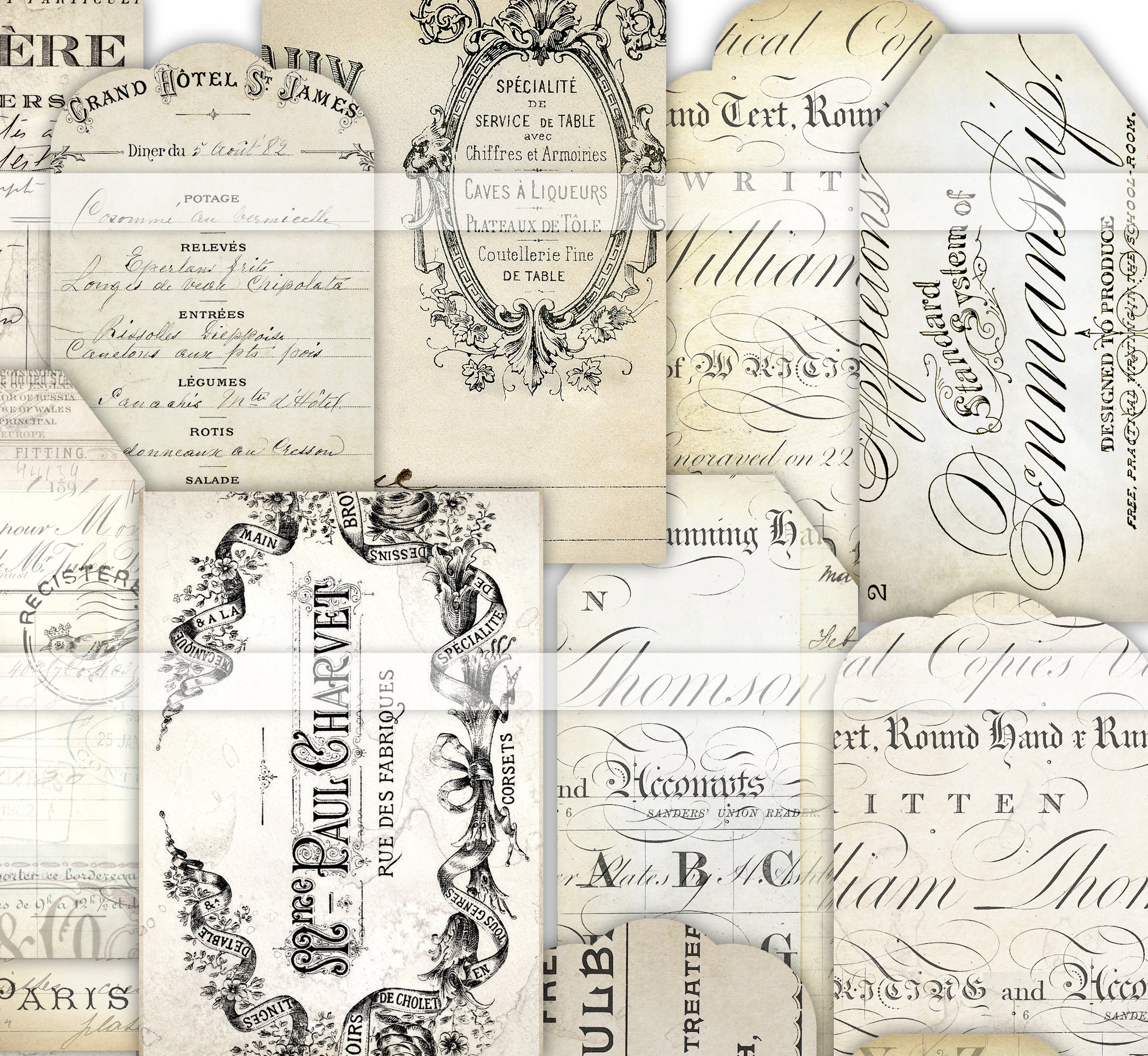Printable Vintage Tags Vintage Ephemera Receipts Invoices | Etsy