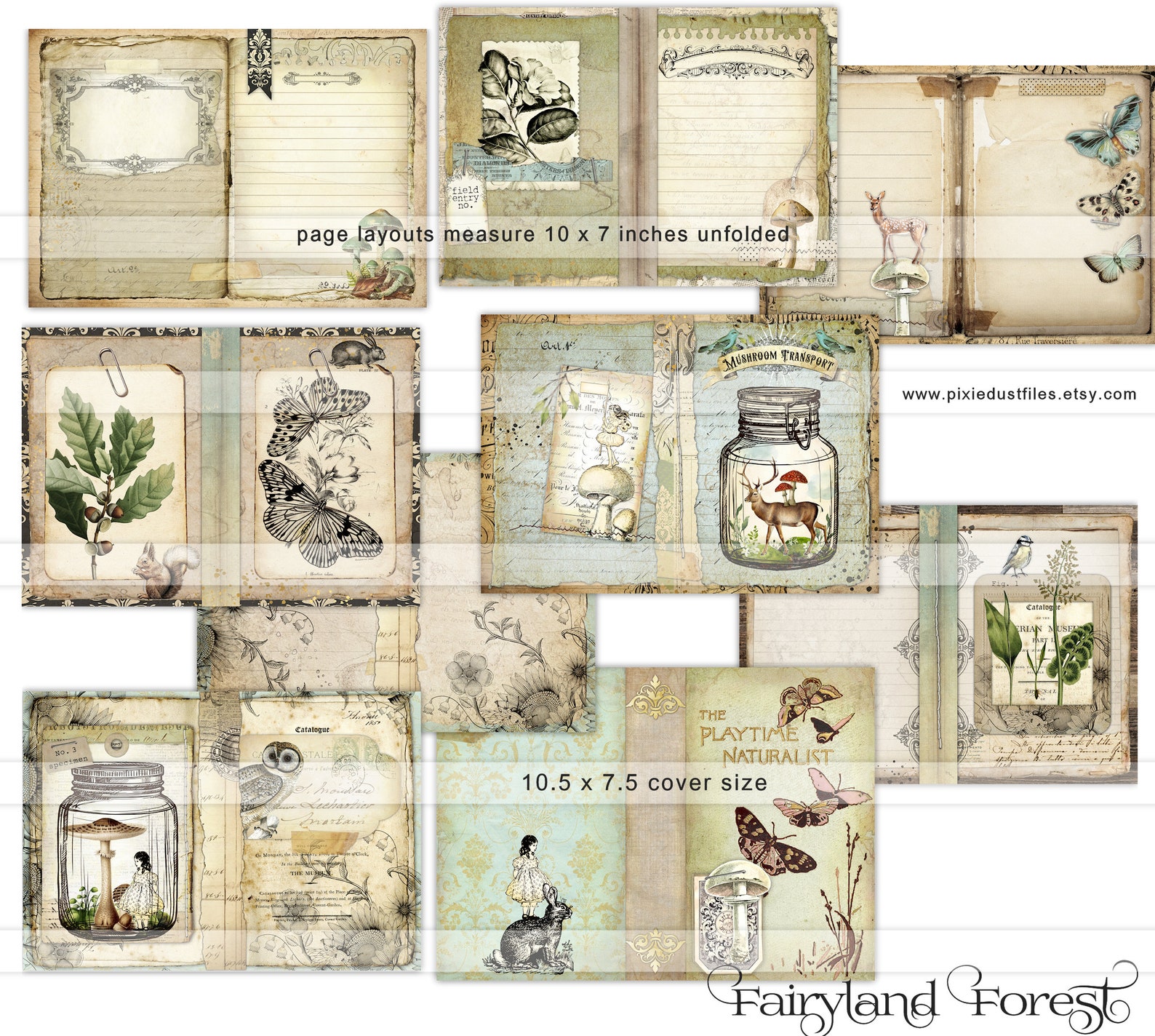 Woodland Forest Junk Journal Printable Kit Vintage Paper Pages Digital ...