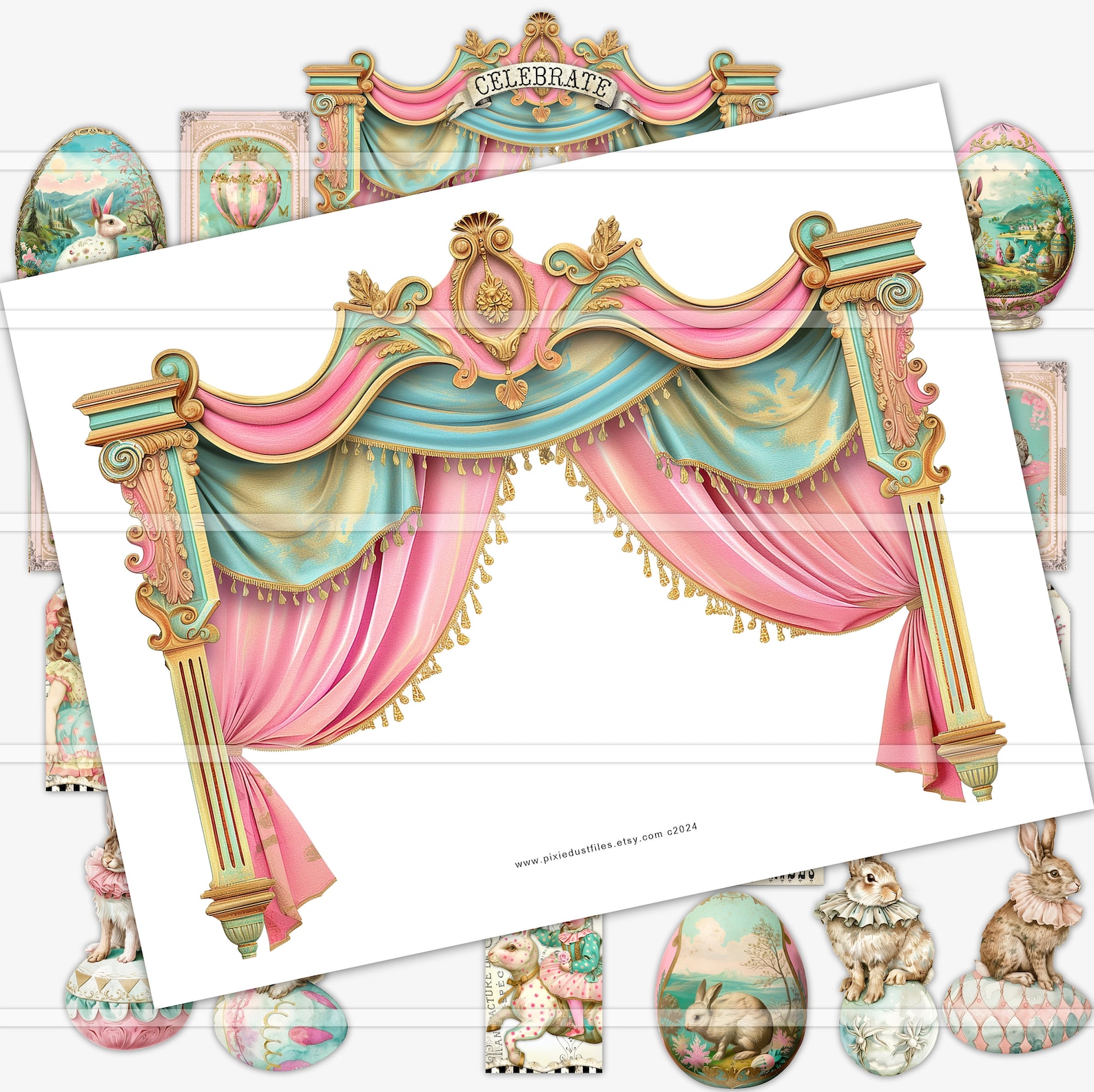 Hippity Hop Easter Crafting Printable Kit, Junk Journal Ephemera ...
