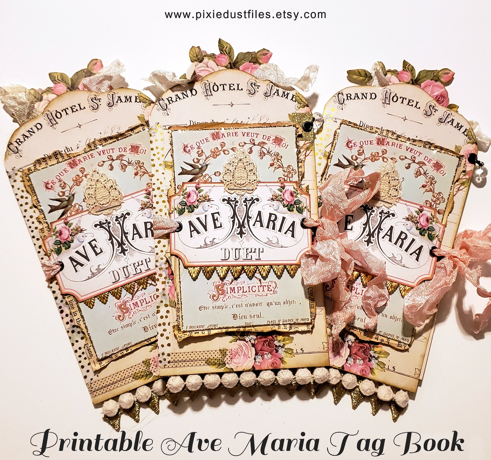 Ave Maria Catholic Prayer Junk Journal Tag Book Printable Digital ...