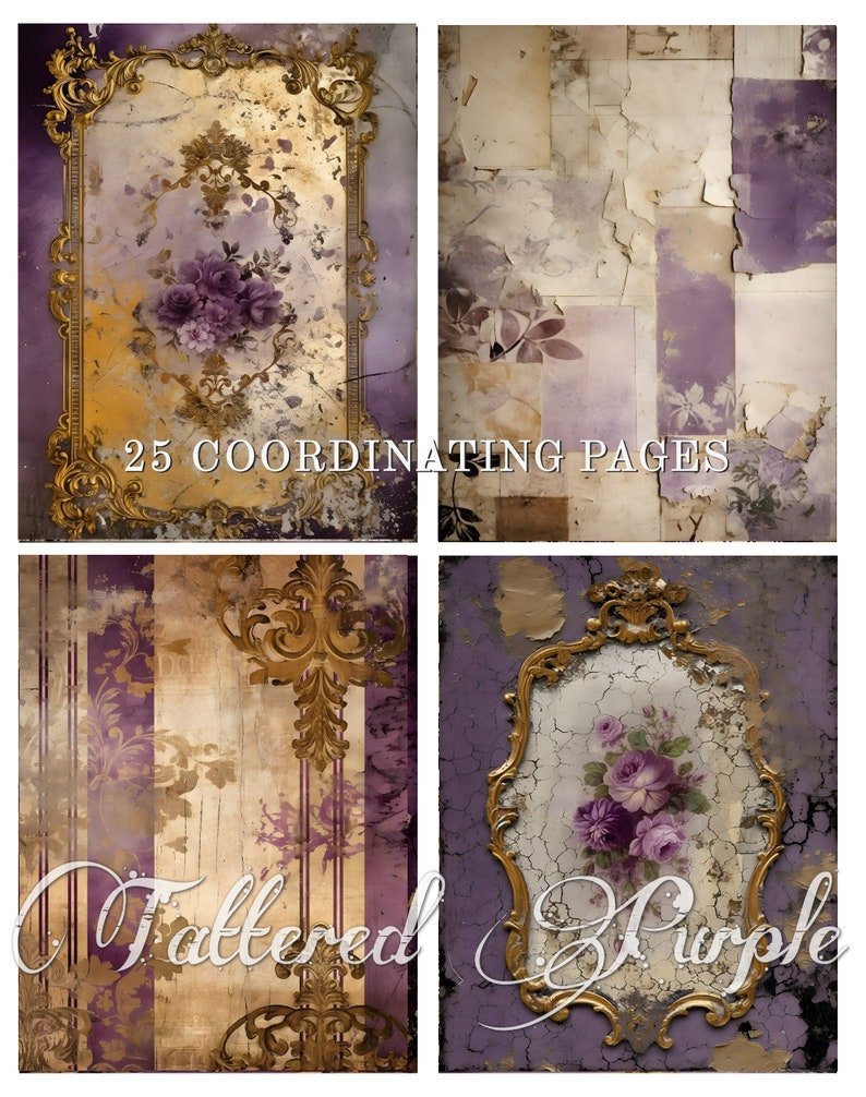Tattered Purple Junk Journal Kit, Printable Ephemera (digital Download ...