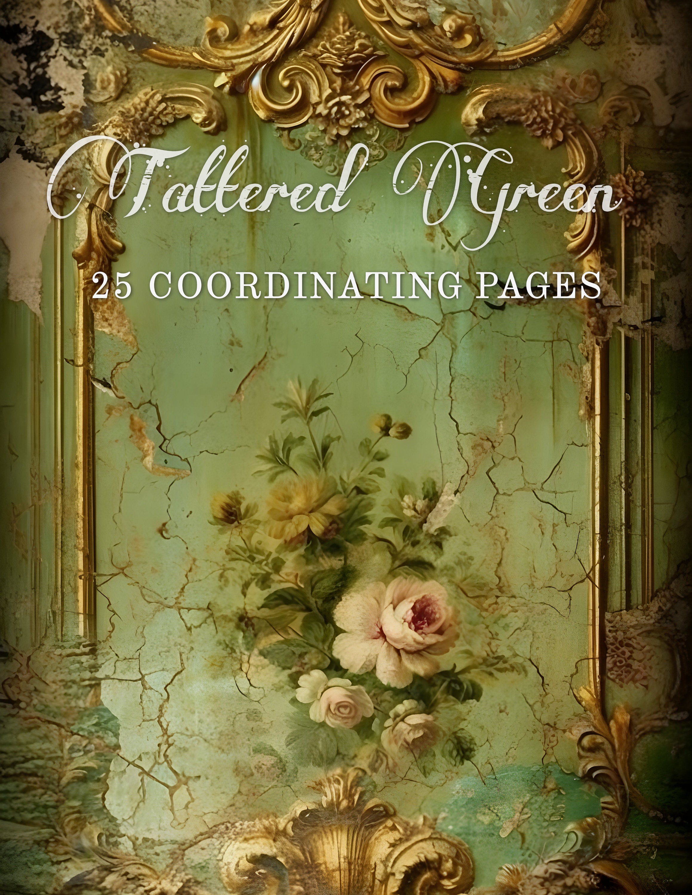 Tattered Green Junk Journal Kit Digital Papers Green - Etsy