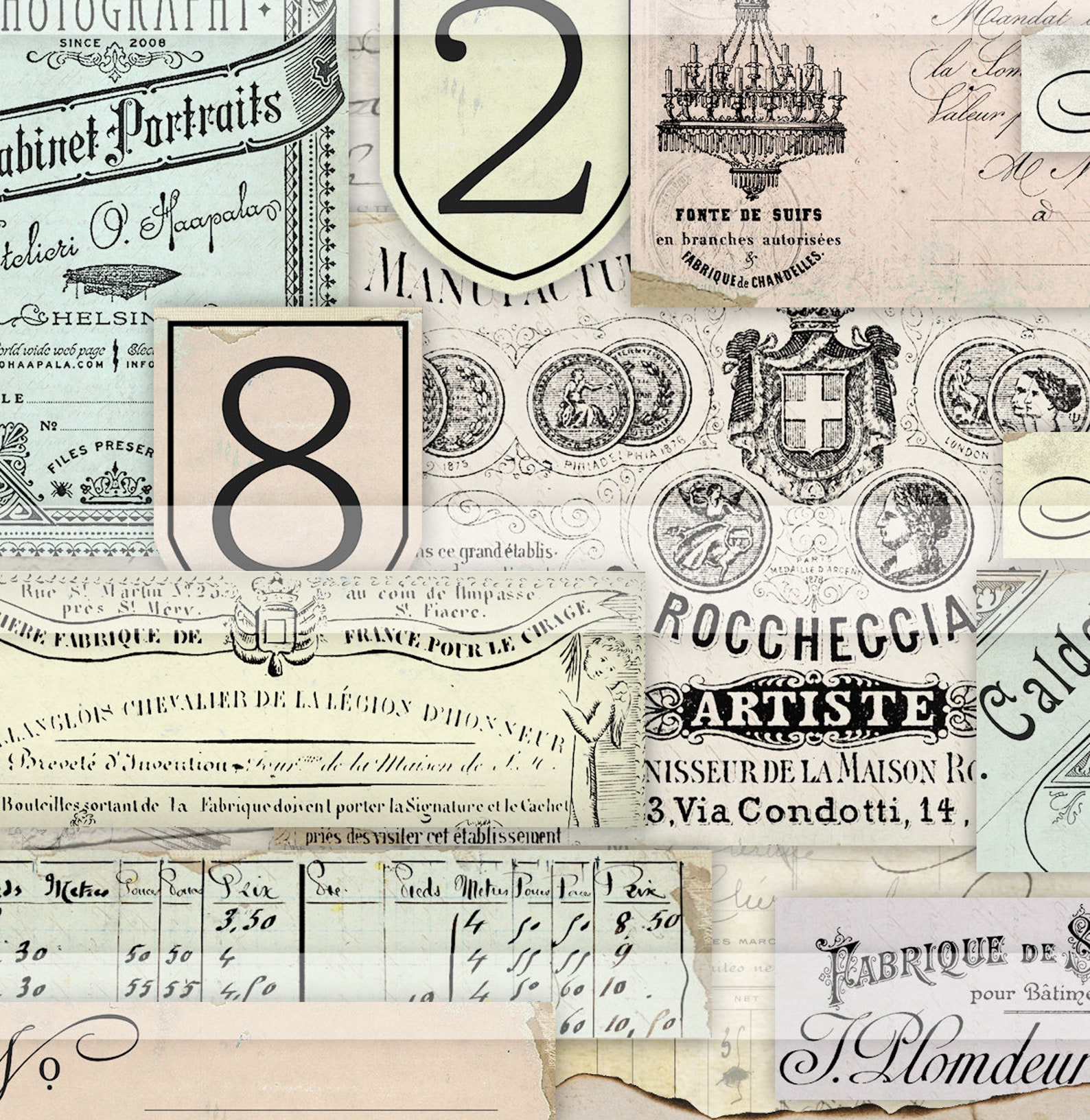 Vintage Number Labels Junk Journal Printable Tags Random - Etsy