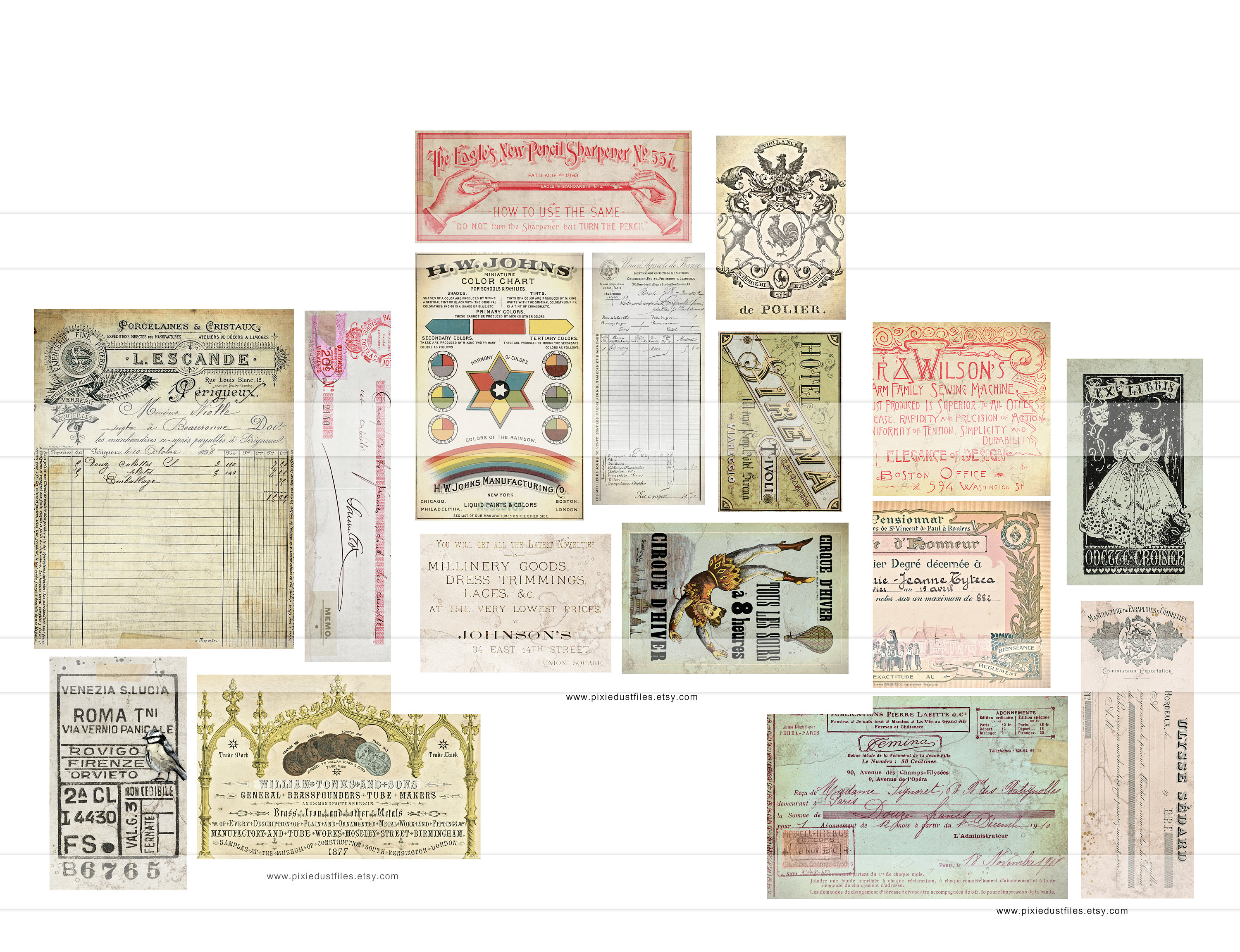 Printable Vintage Paper Ephemera Invoices Receipts for Junk - Etsy