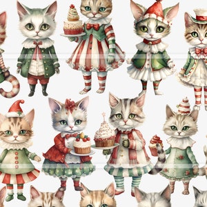 Printable Christmas Cats, Paper Dolls, Junk Journal Ephemera, Fussy Cut ...