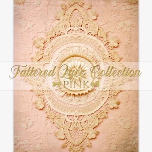 Pink Tattered Lace Printable Paper, Junk Journal Pages, Vintage Lace ...