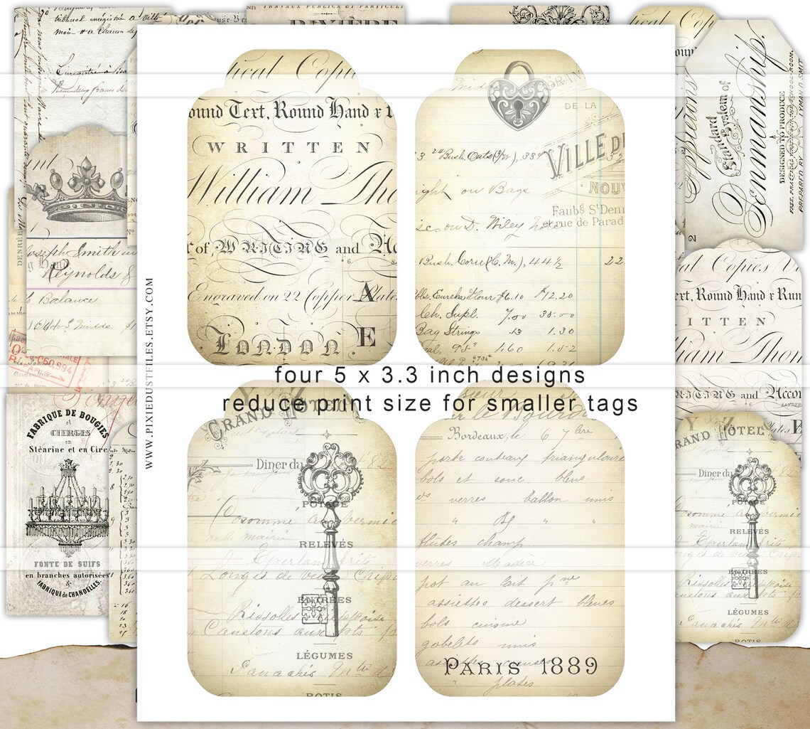 Printable Vintage Tags Vintage Ephemera Receipts Invoices | Etsy