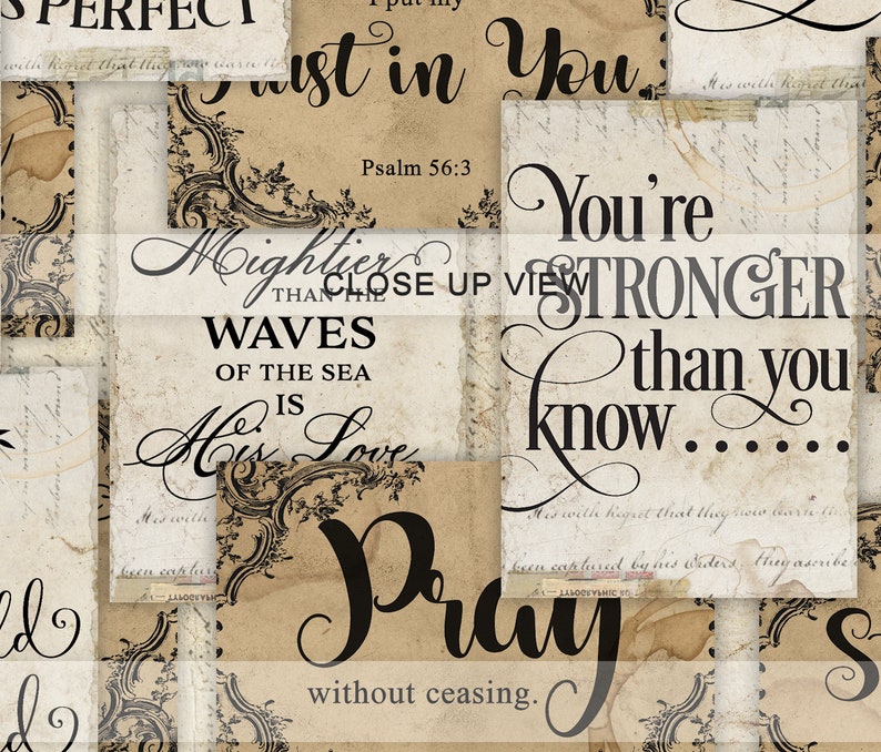 Printable Bible Versus - Digital Collage Sheet - Christian Prayer Cards ...