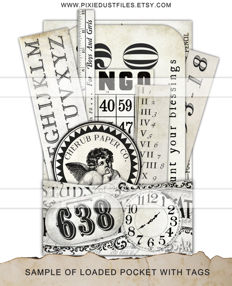 Junk Journal Words and Numbers Printable Vintage Labels - Etsy