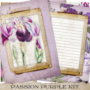 Purple Junk Journal Printable Kit, Botanical Ephemera (digital Download ...