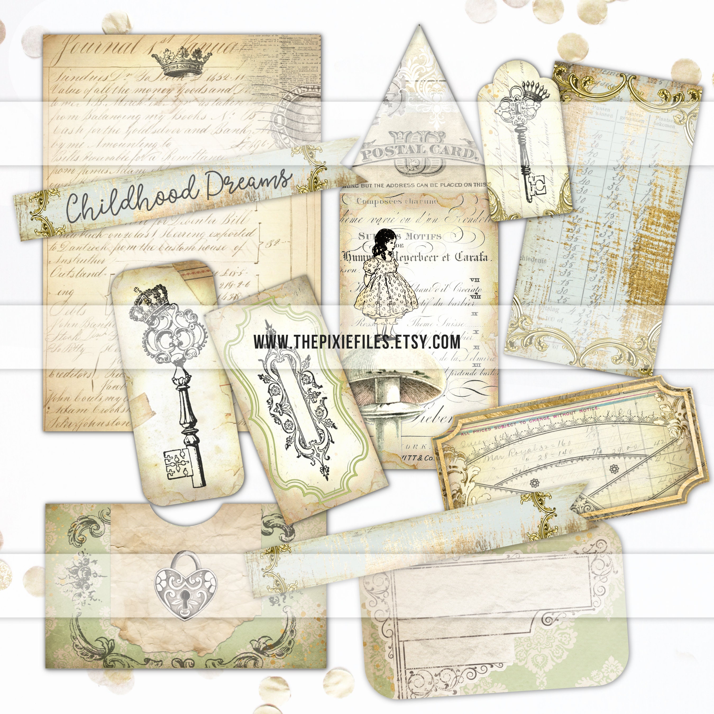 Junk Journal Printable Kit Digital Collage Sheet Journal - Etsy